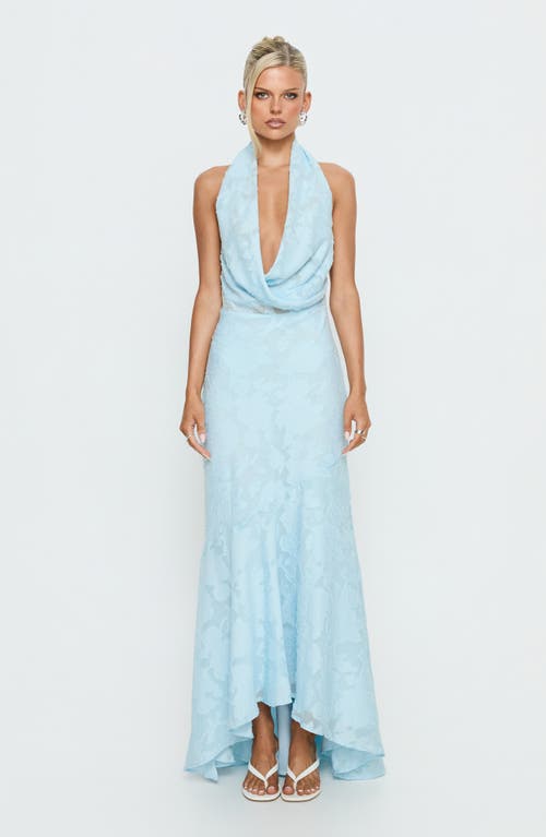 PRINCESS POLLY Princess Polly Halter Neck Cowl Plunge Textured Maxi Dress
